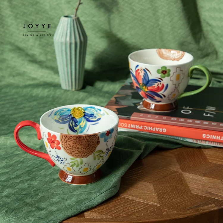 Joyye In Stock Low Moq Flower Mug 14oz Hand Painting Ceramic Coffee ...