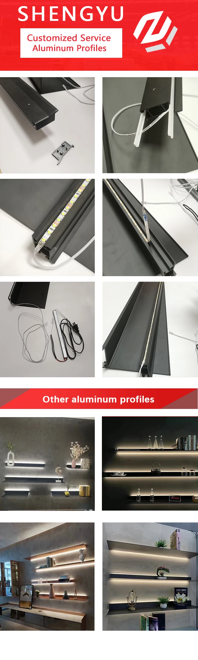 Modular Aluminum Polished Decoration Floating L-shaped Wall Shelf With ...