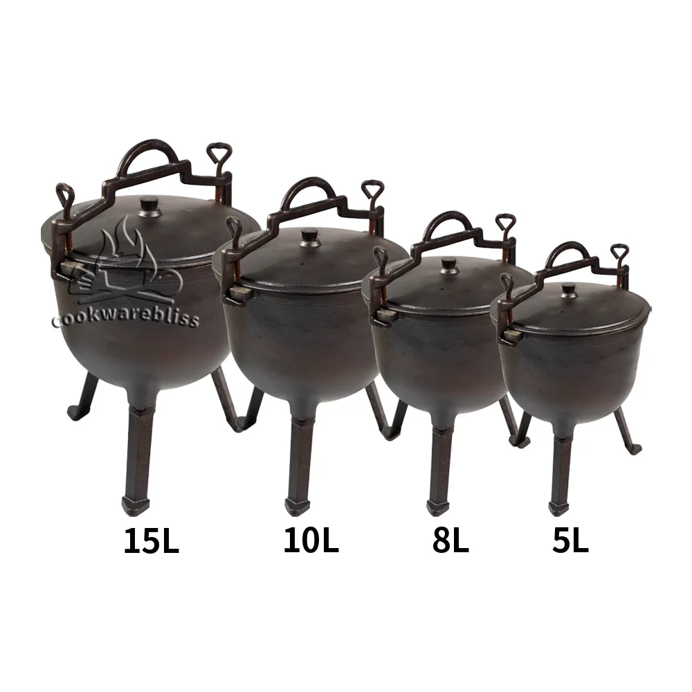 Cast Iron Black Color Cauldron Pot With Handle and Lid Cast Iron Potjie ...