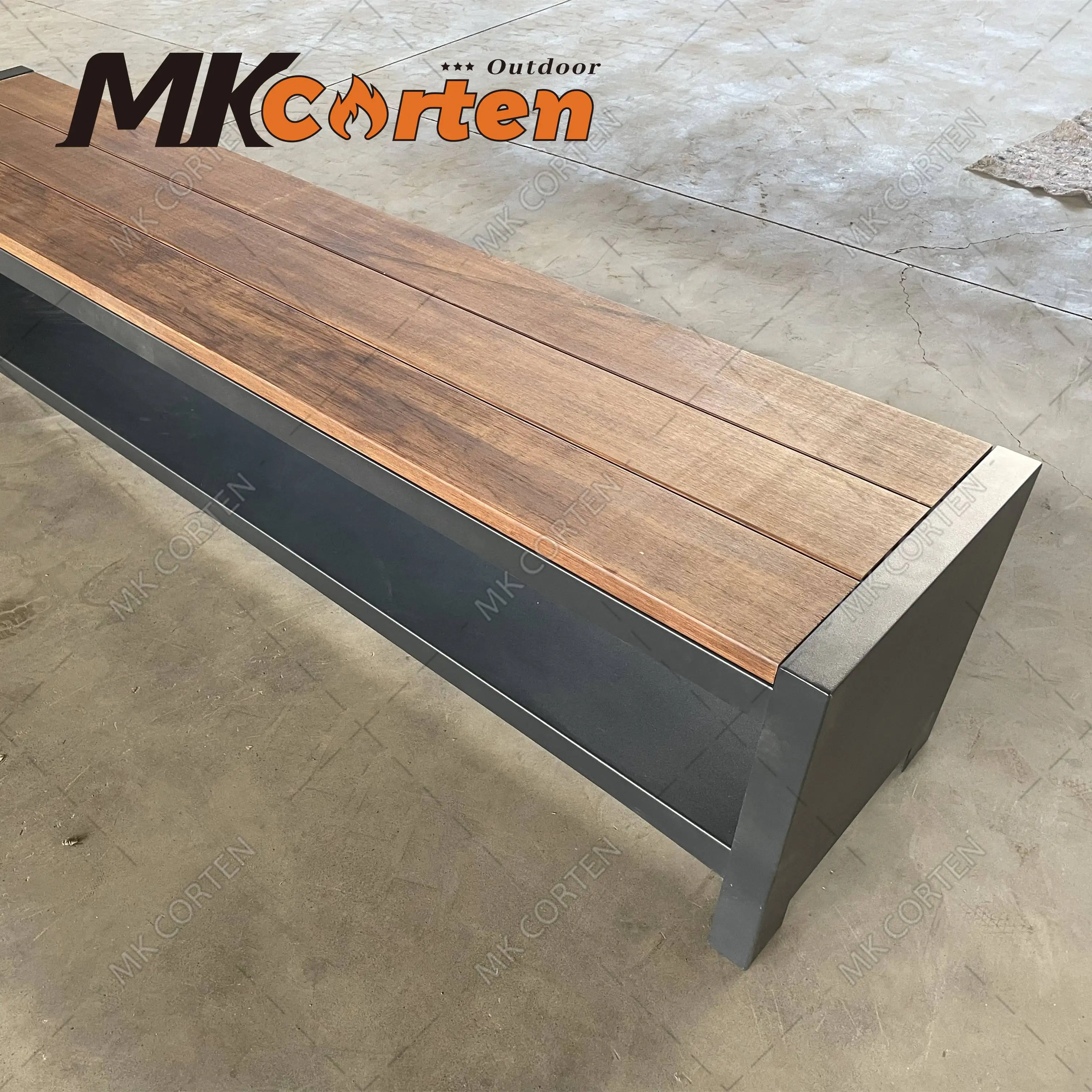 Outdoor Corten Leg Bench Corten Steel Bench Planter Park Seat Public ...