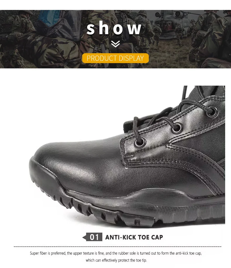 JSH Khaki-Hiking Tactic Shoes Ultra-Light Tactical Boots in Brown Black ...