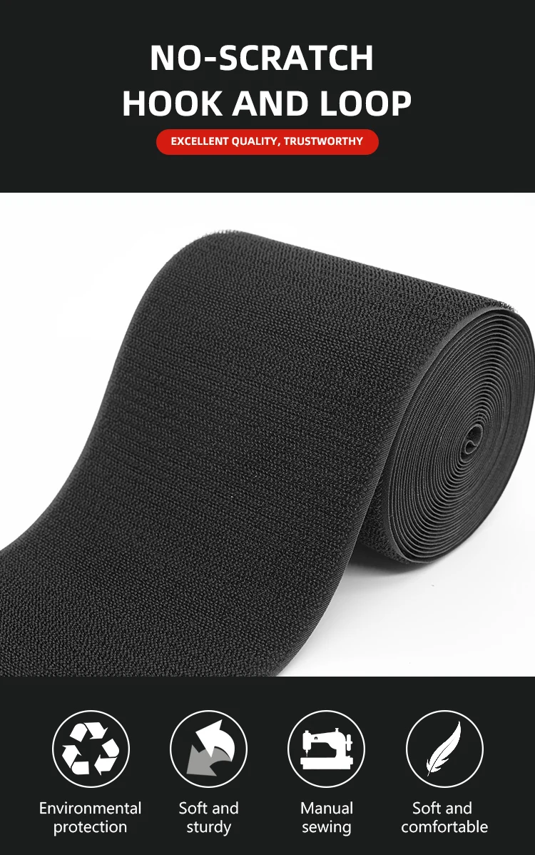 Smooth and Soft Elasticity Hook and Loop Tape Hot Sell Nylon a Carton ...
