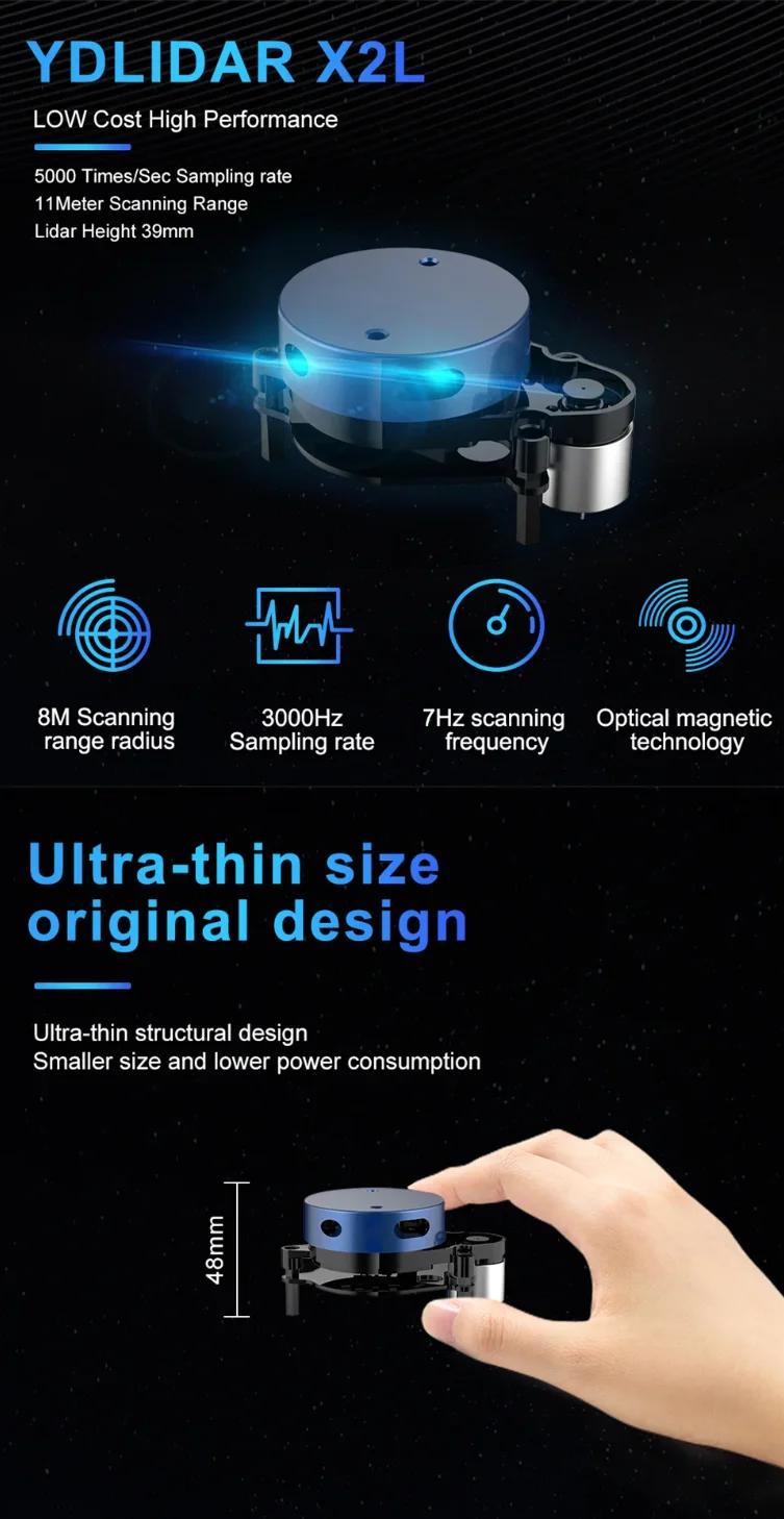 YDLIDAR X2L 360° Scanning Laser Radar Scanner - Lidar for UAV, ODM