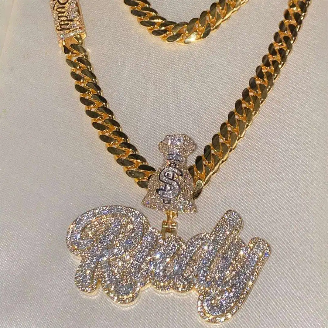 Hiphop Vvs Moissanite Pendant 925 Sterling Silver Iced Out Name Letter ...