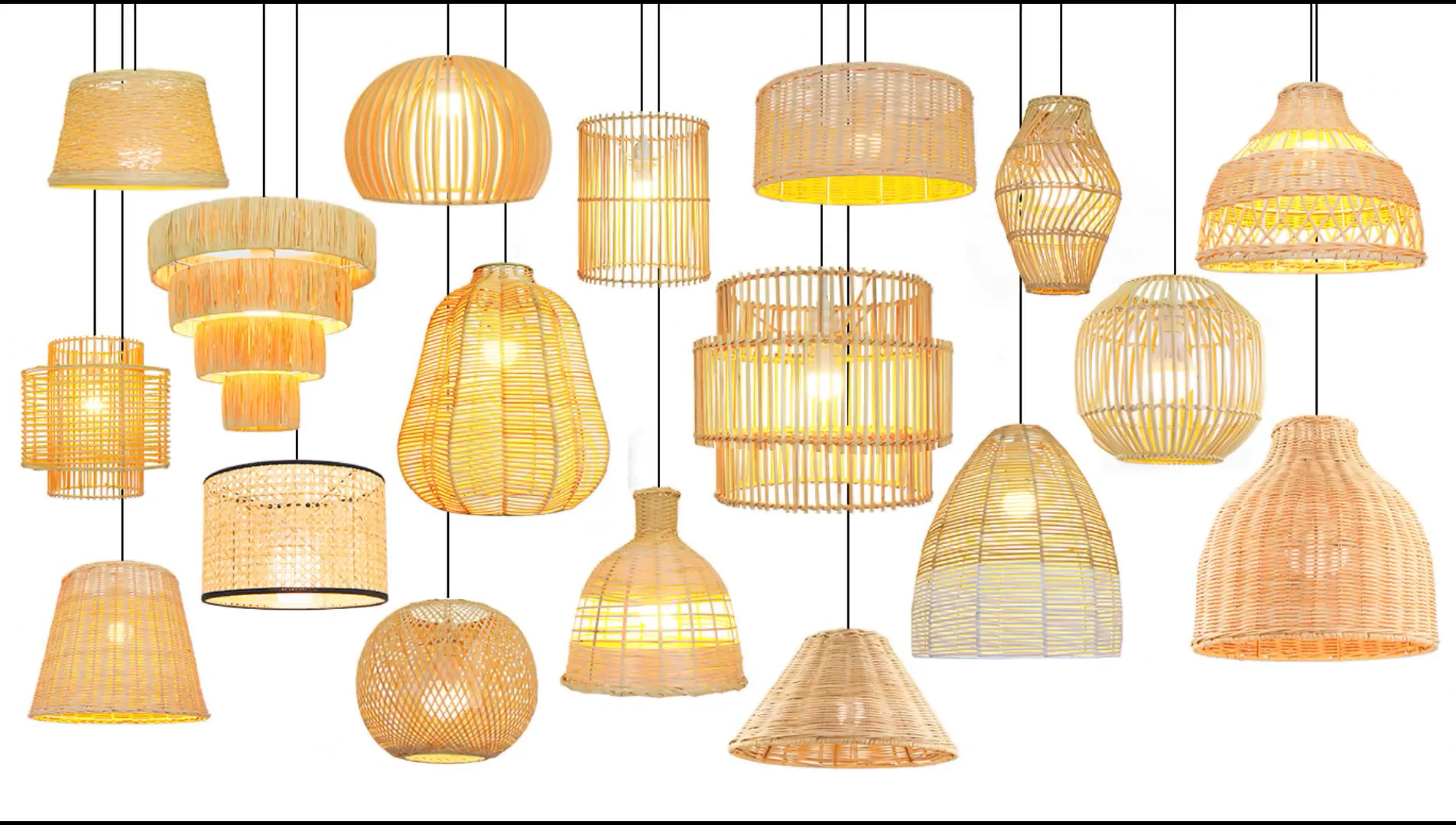 Oem Custom Wave Bamboo Wicker Rattan Lamp Covers & Shades Weave ...