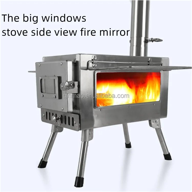 Portable Wood Stove for Outdoor Camping - Stainless Steel
