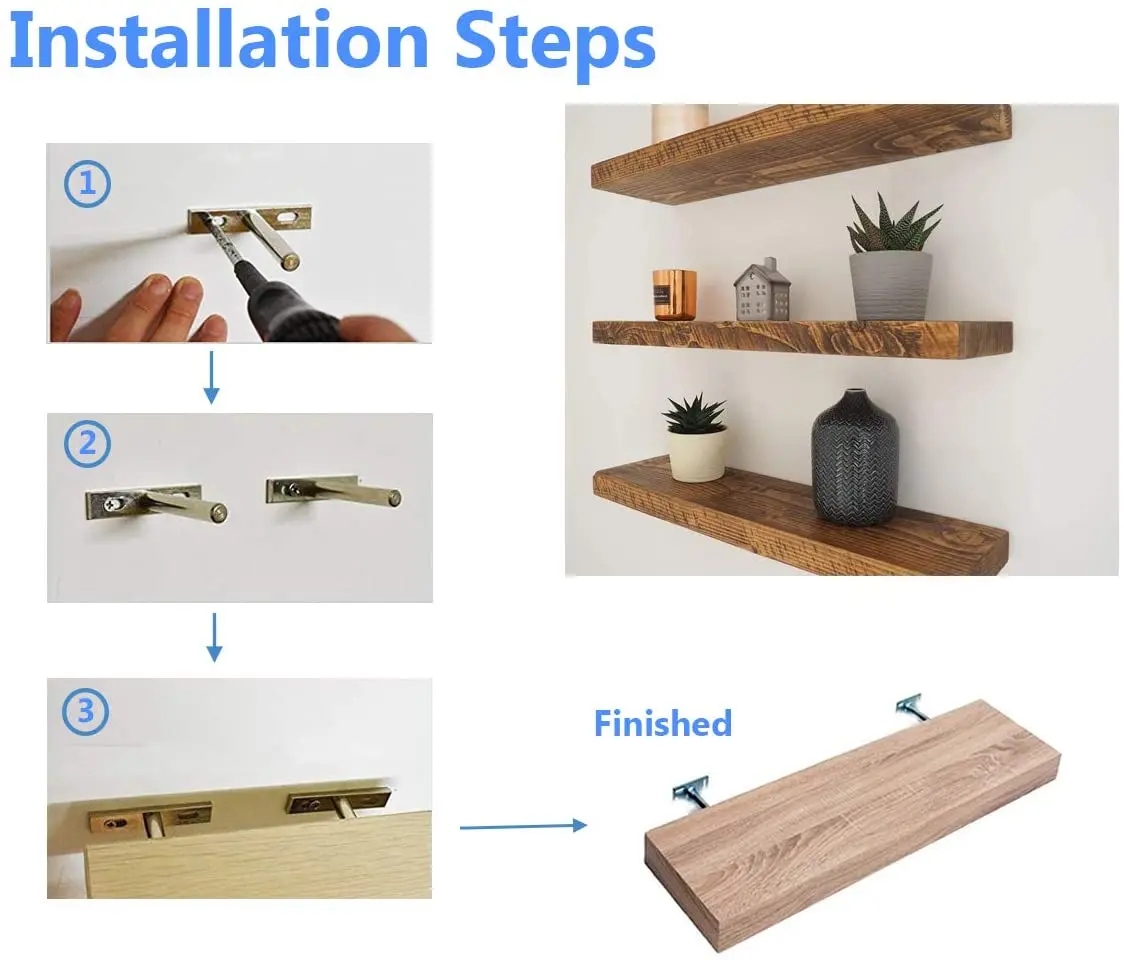 Floating Shelf Brackets - Concealed Support for Wood Shelves