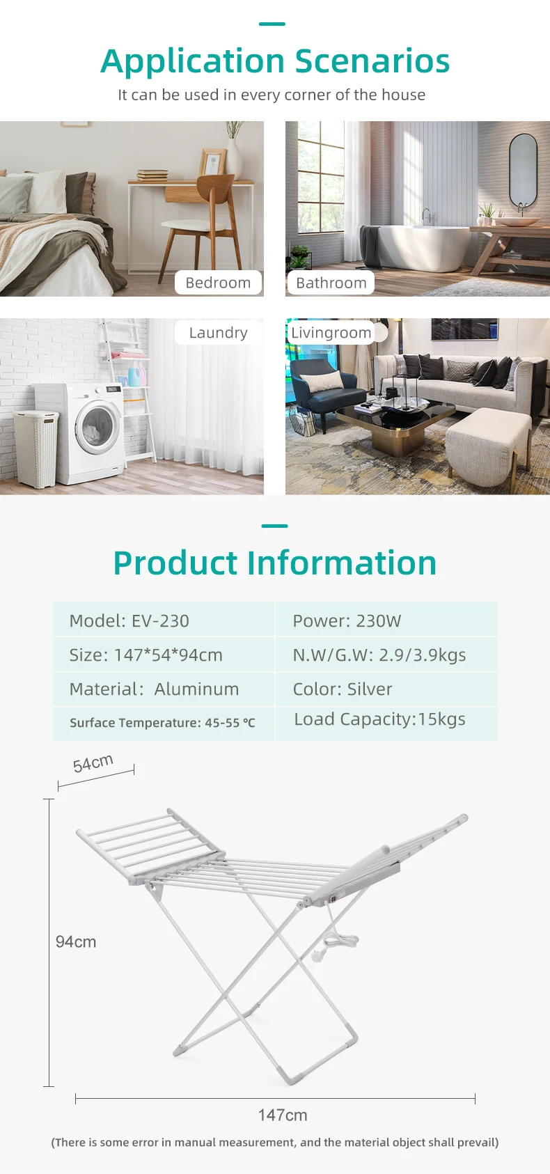 EVIA Standing Folding Electric Cloth Dryer - Fast & Efficient