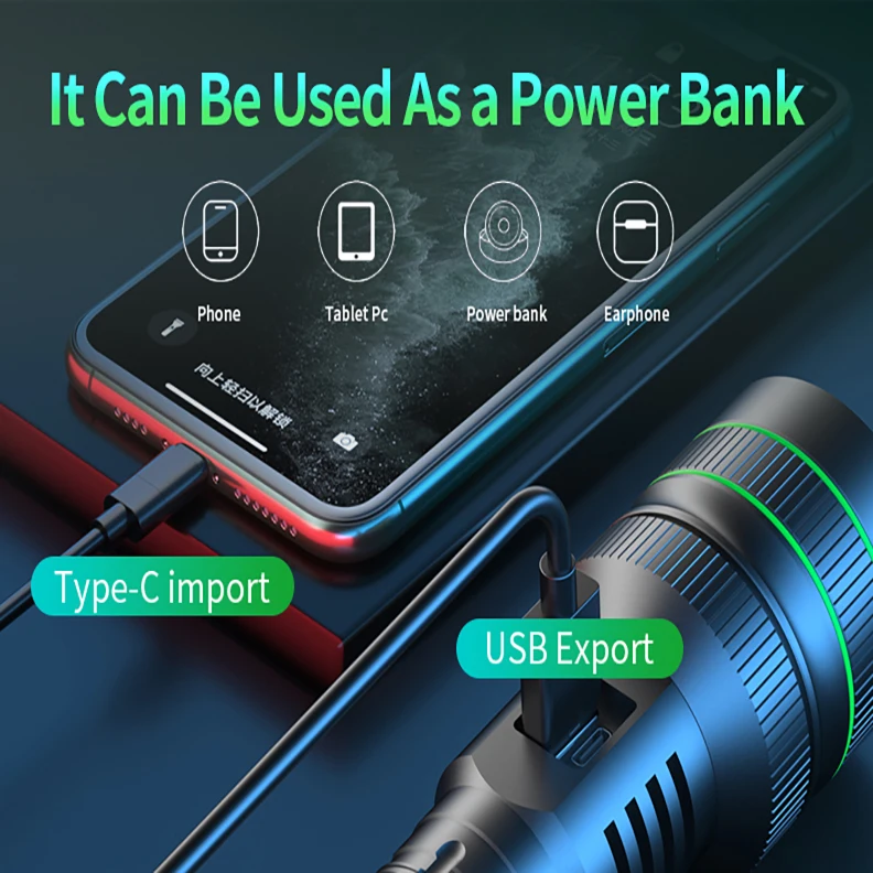 1000m Long Range Zoomable LED Torch - High Lumens & Waterproof