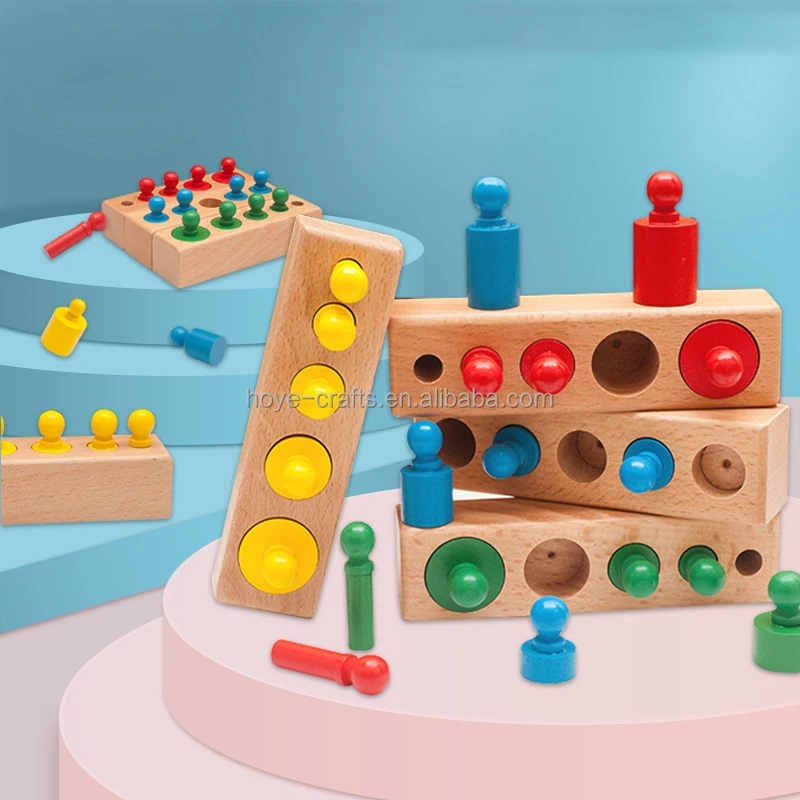Fun Toy Wooden Cylinder Socket Cylinder Insert Toys Cylinder Blocks Toy ...