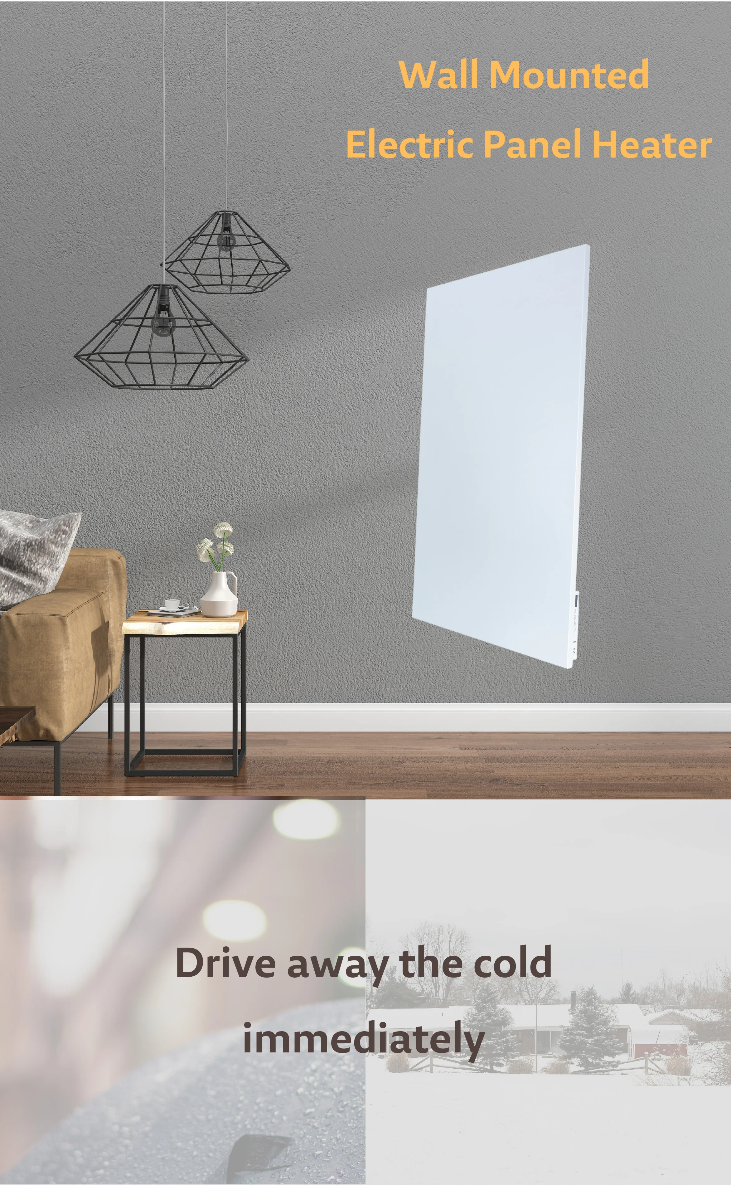 White Metal Ceiling Heating Panel Heater with Remote Control & Overheat ...