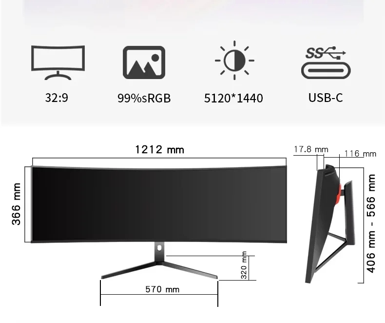 OLED 49inch Gaming Monitor - High Definition & Adjustable Stand