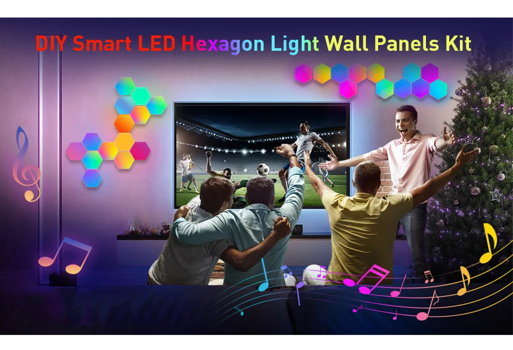 Music Sync Wall Mounted Honeycomb Quantum Light Smart Remote App ...
