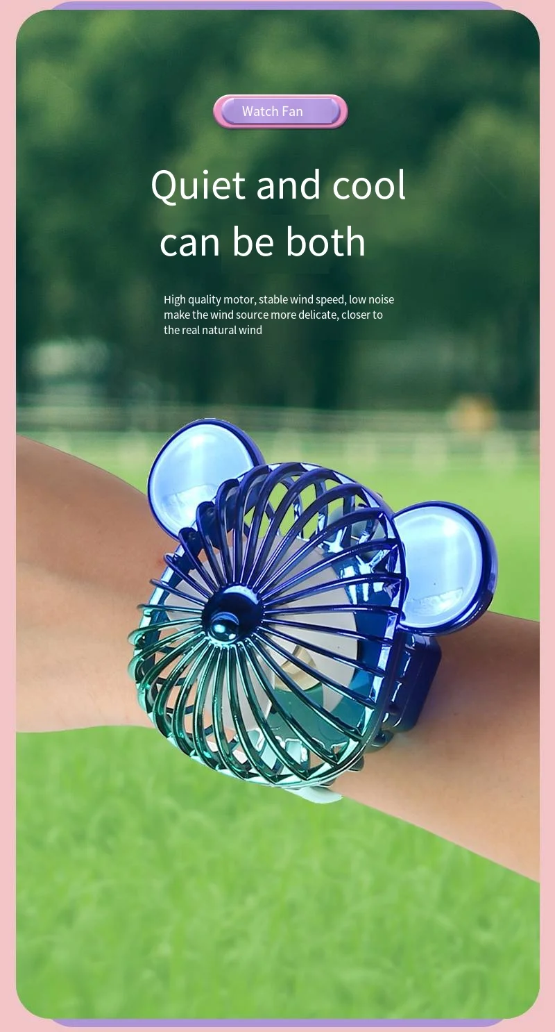 Cartoon Bear Watch Mini Handheld Fan Portable Small Fan Can Be ...