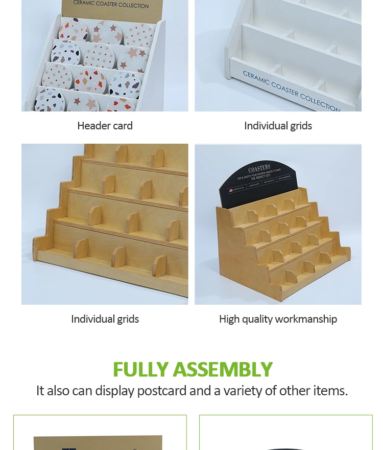 Custom Wood Countertop Poster Card Display Stand Coaster