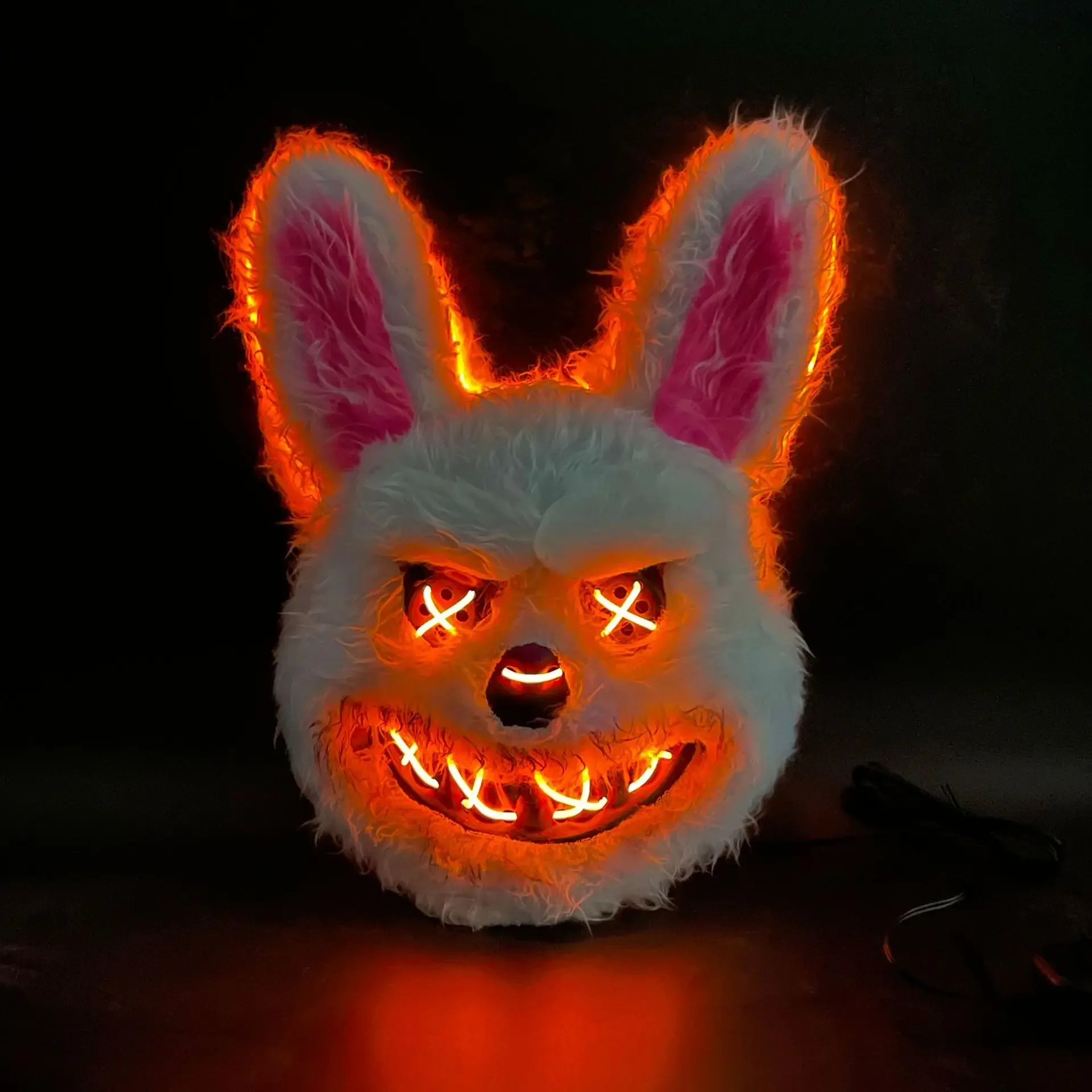Custom 2024 New Glowing Blood Rabbit Mask Horror Monster Rabbit Bear ...