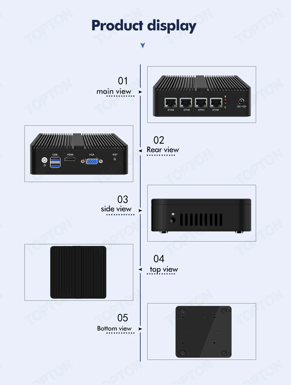 J4125 Motherboard Firewall Mini Pc N4000 Pfsense Machine Vision Ipc Fanless 4 Lan Mini Computer ...