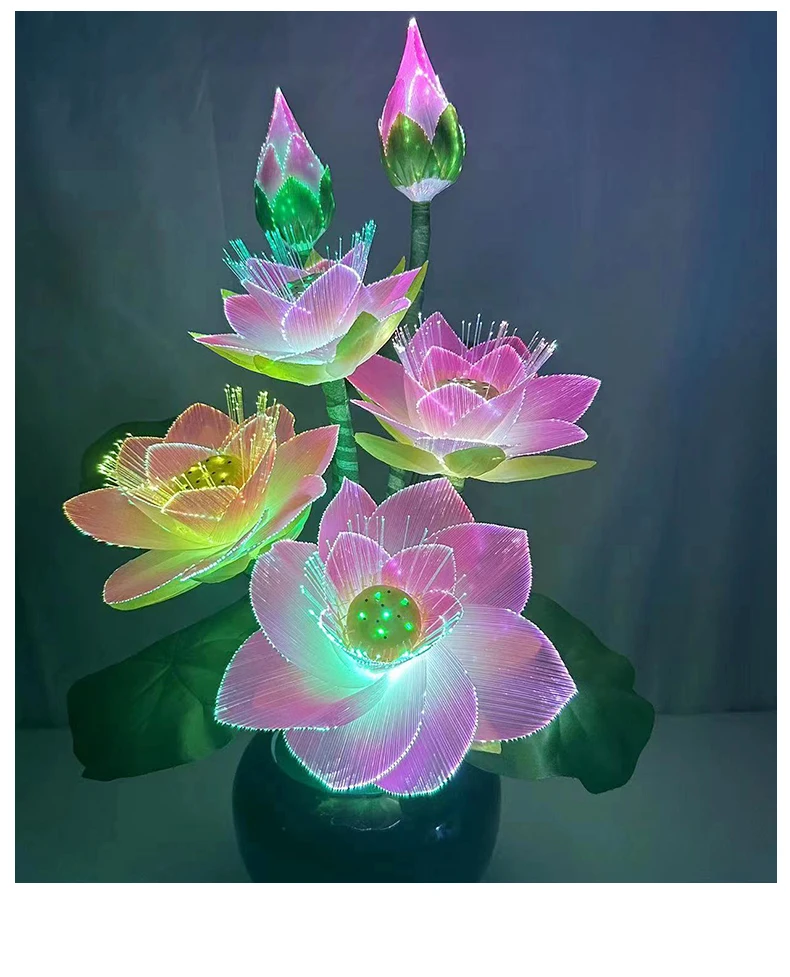 Custom Nine Colorful Lotus Artificial Flower Lamp Plastic Artificial ...