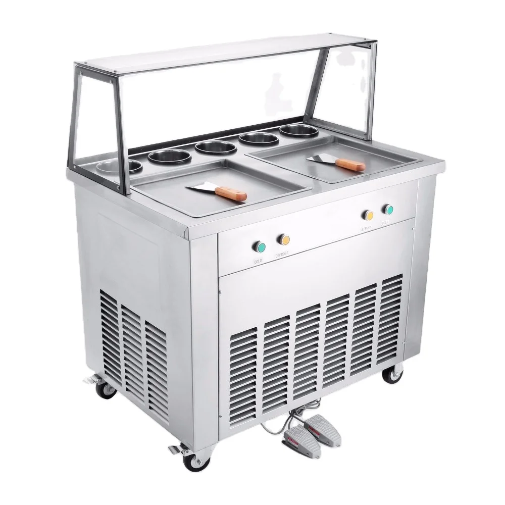 For SIHAO New Condition 2-Pan 5 Buckets Ice Cream Roll Maker Yogurt Ice ...