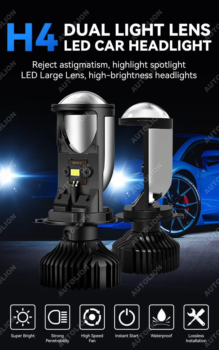 Auto Lighting System Super Bright 9000lm Car Headlights Led H4 High Low ...