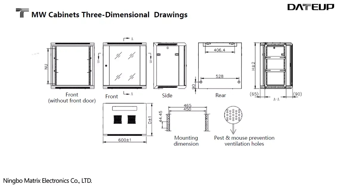 42u Smart Server Rack 19inch Network Cabinet Data Wall Box 6u9u 12u ...