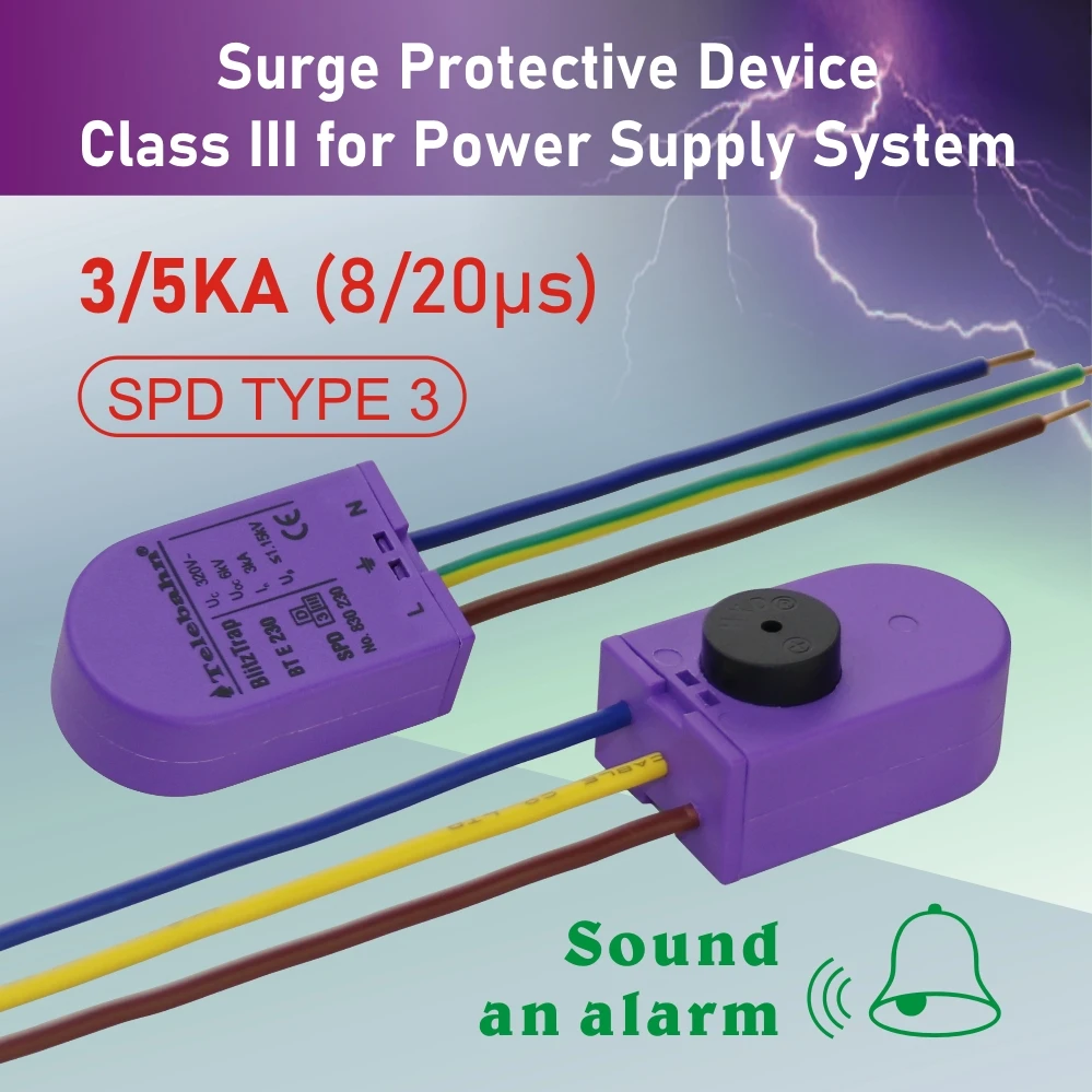 Telebahn 150V 275V 320V 385V 3kA 5kA 6kV 10kV AC SPD T3 Fuente de Alimentación Baja Tensión ...
