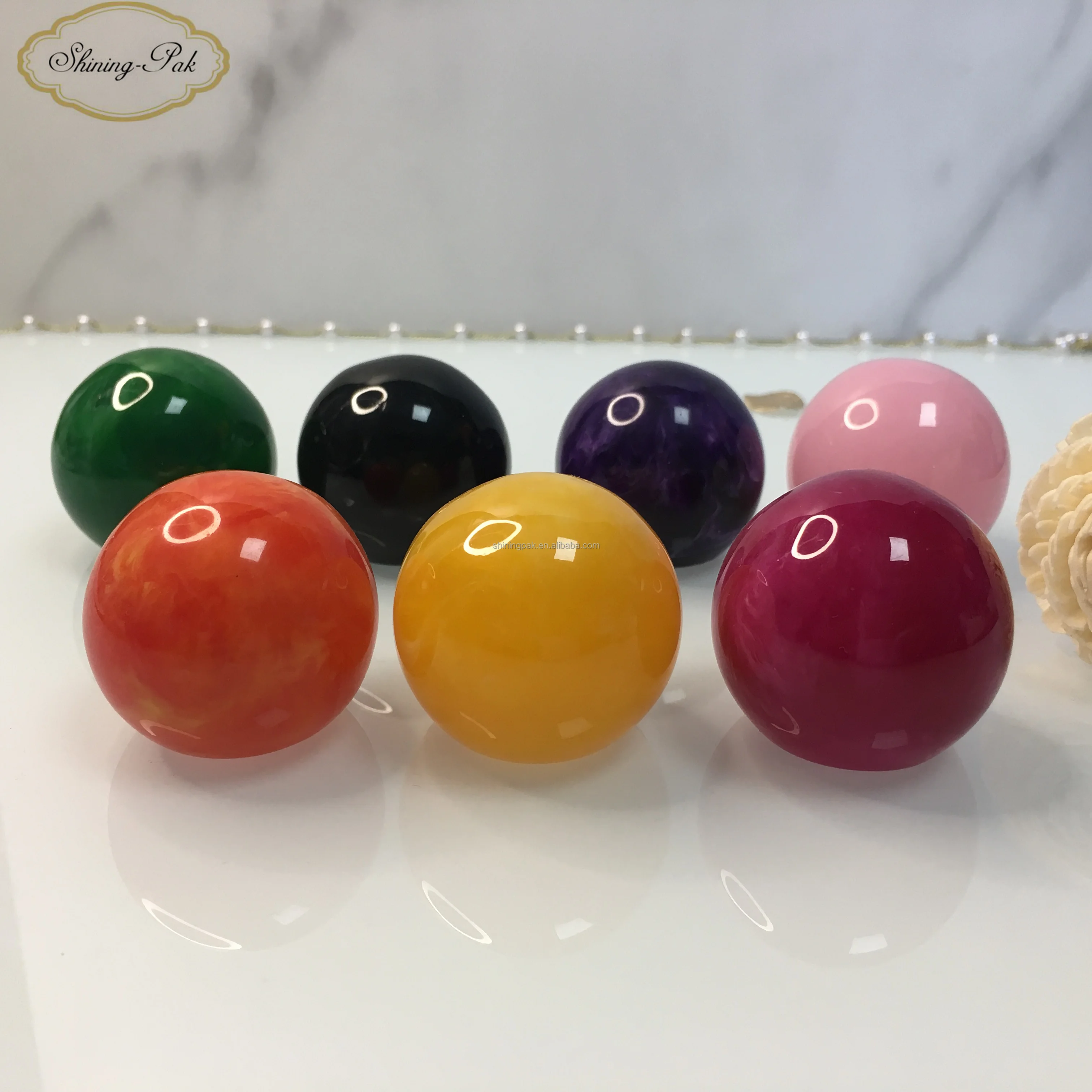 Wholesale Custom 50mm 38mm 35mm Colorful Luxury Agate Stone Resin Ball ...