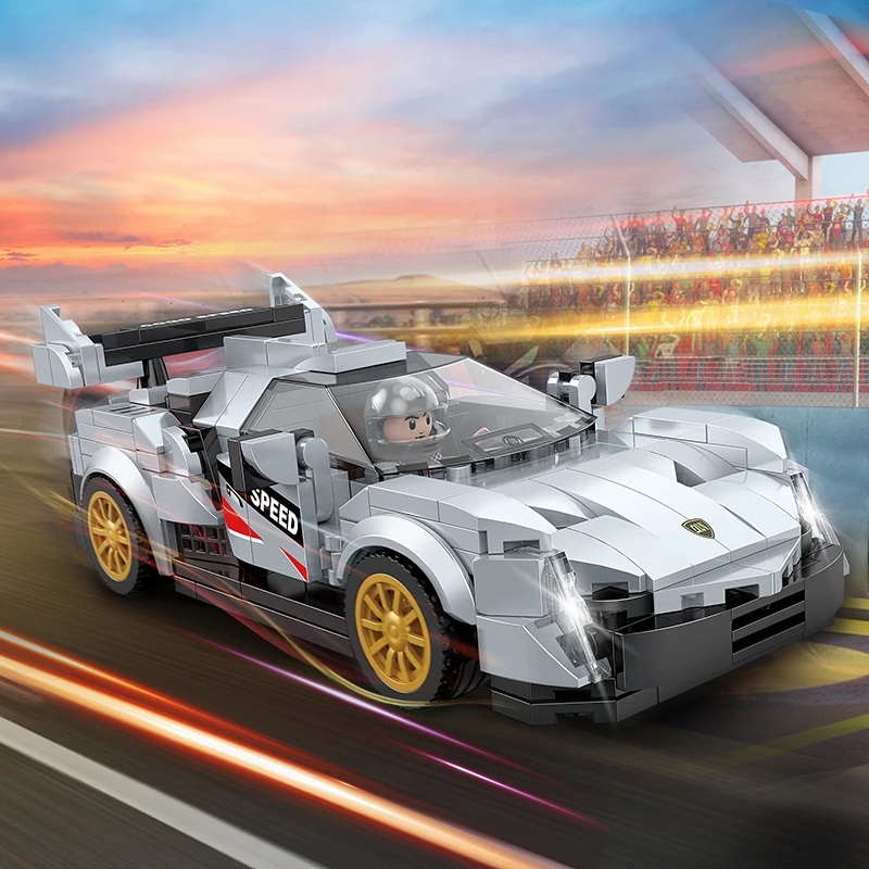 COGO Creative Educational Construction Diy Racing Car Plastic Building ...