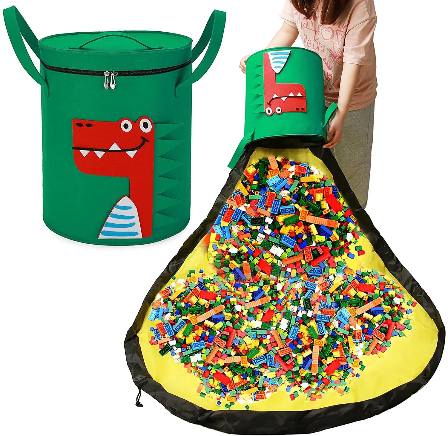 Kids Foldable Container Toy Organizer Baskets Children Blocks Mat Felt ...