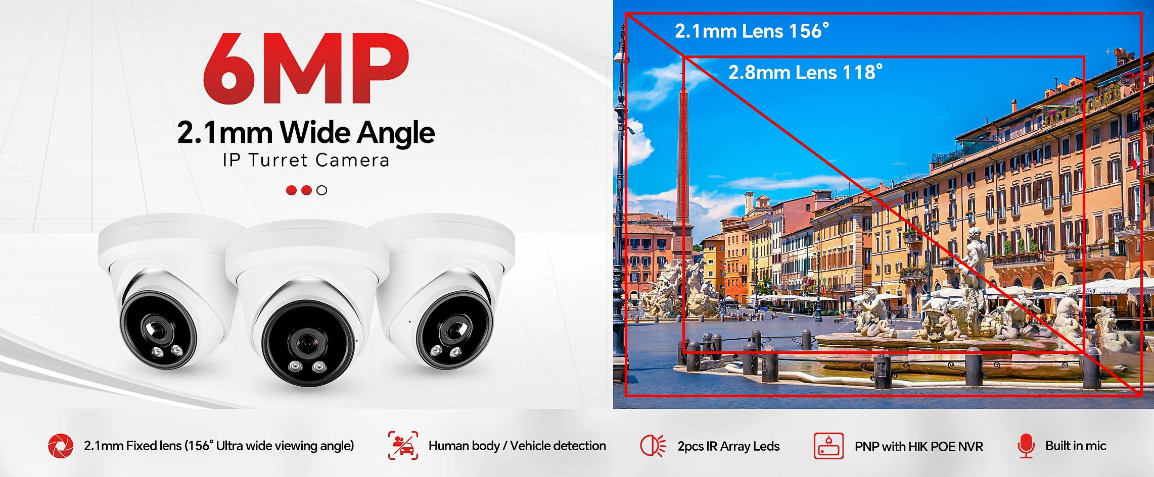 Hik Compatible 4k 8mp Wide Angle Of View 2.1mm Fixed Lens Turret ...