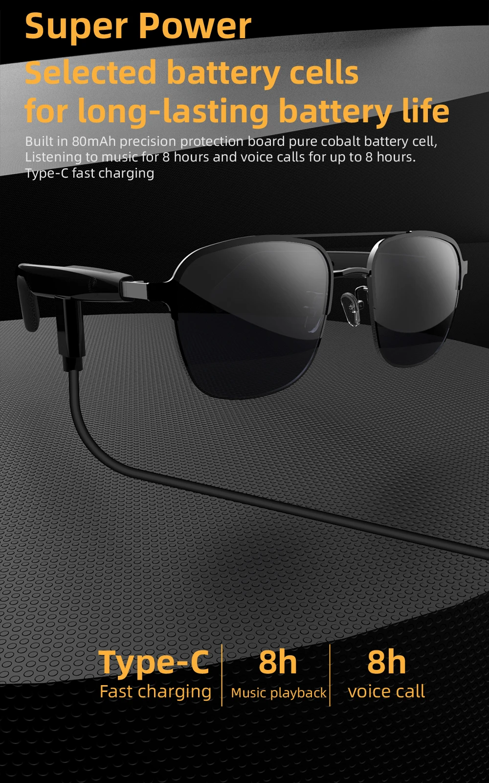 SG11 Pro Smart Audio Sunglasses - Wireless & BT Bone Guide