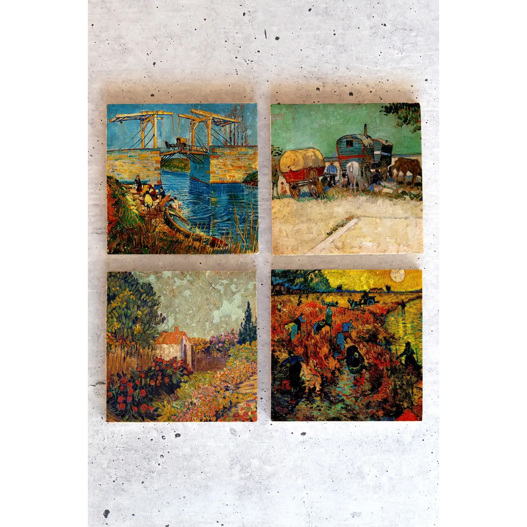 Vincent Van Gogh 4-Piece Stone Coaster Set VanGogh01 Premium ...