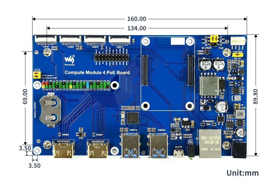 Raspberry Pi Compute Module 4 PoE IO Board for IoT & DIY Projects, OEM