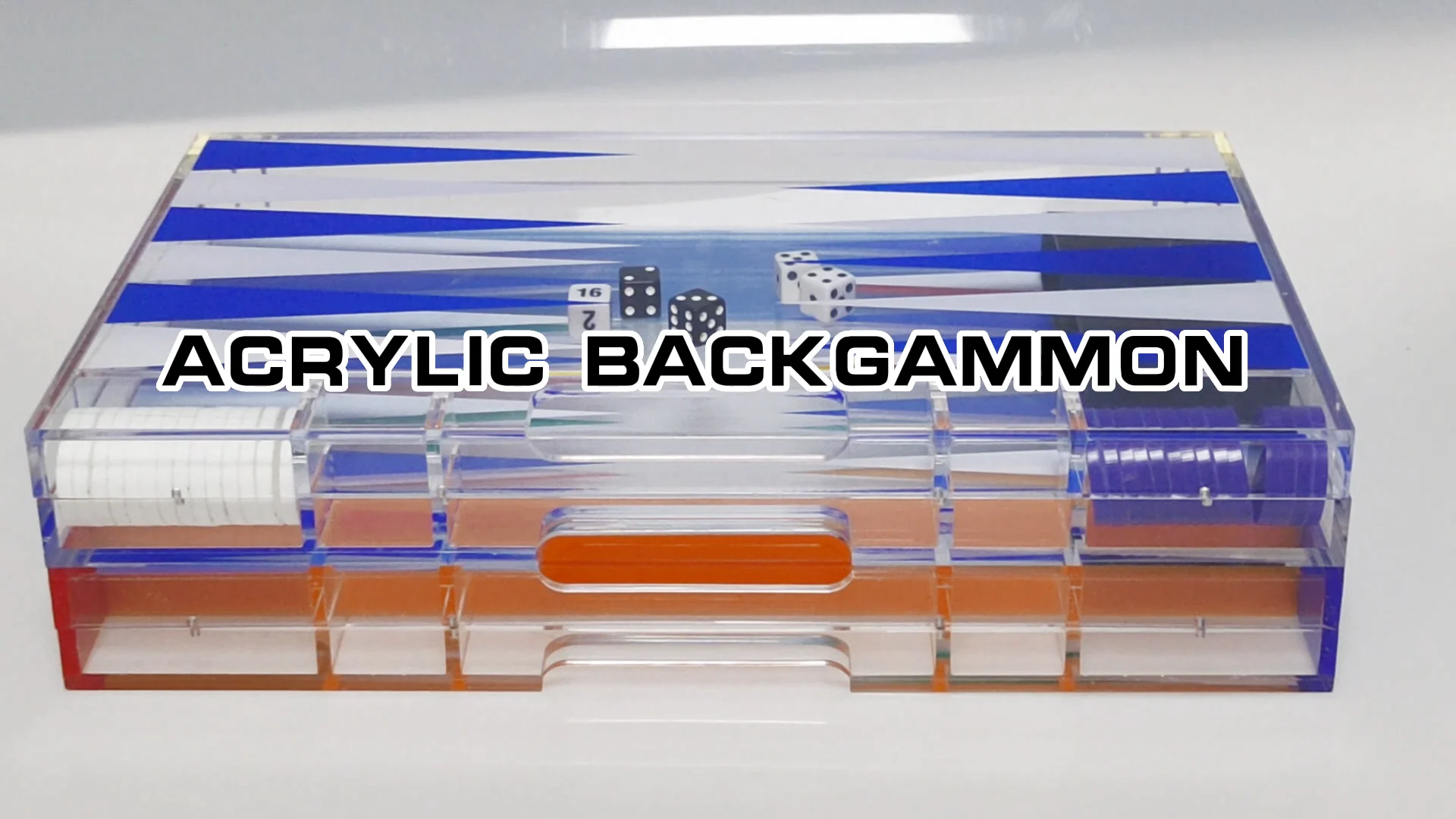 Orange Acrylic Backgammon Board Deluxe Backgammon Chips Clear Lucite ...