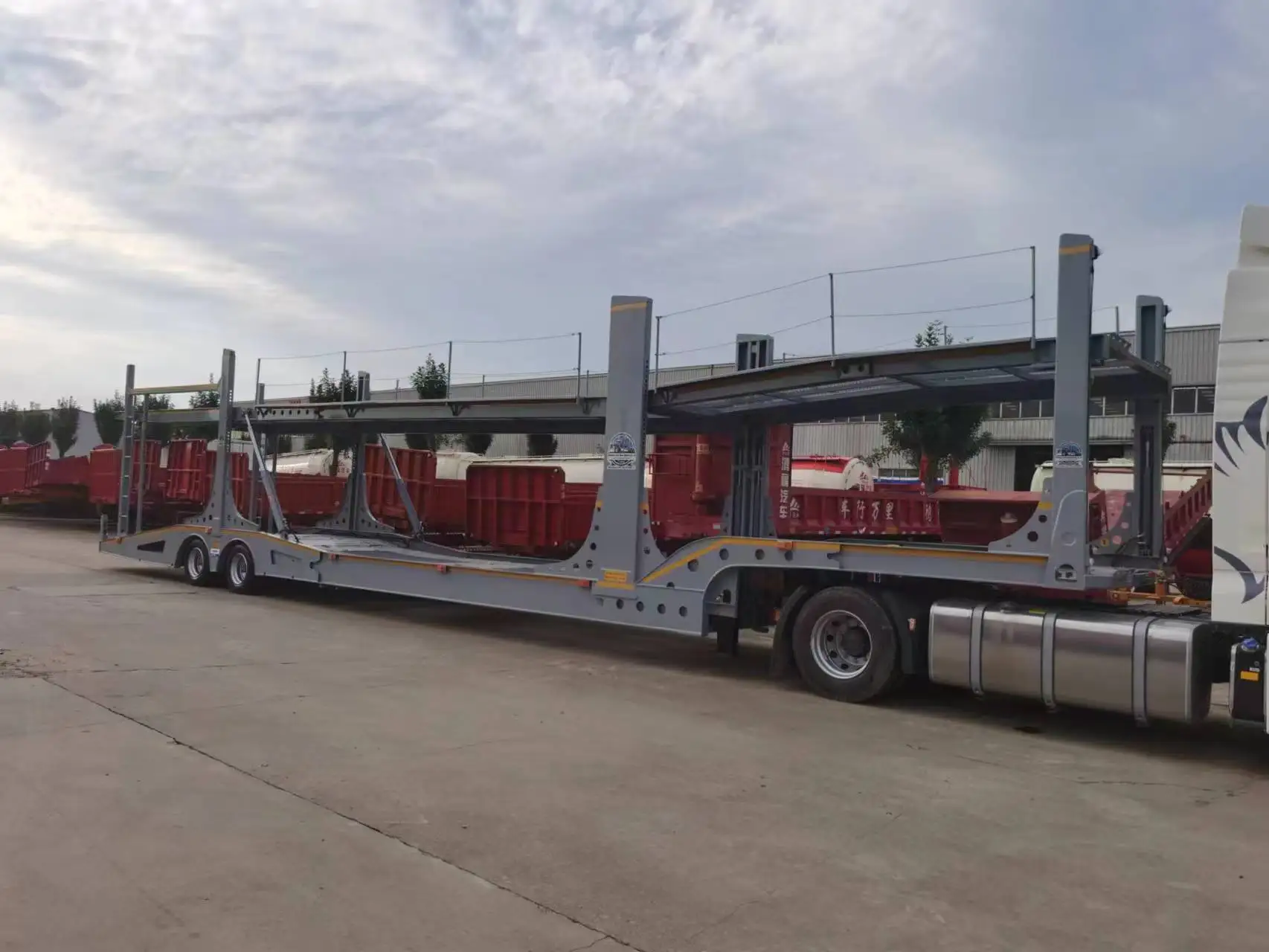 6 Cars Double-deck Car Carrier Truck Trailer Made Of Steel Flatbed Semi ...