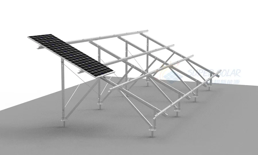Customized Sun PV Ground Mounting Frame System for Solar Panels