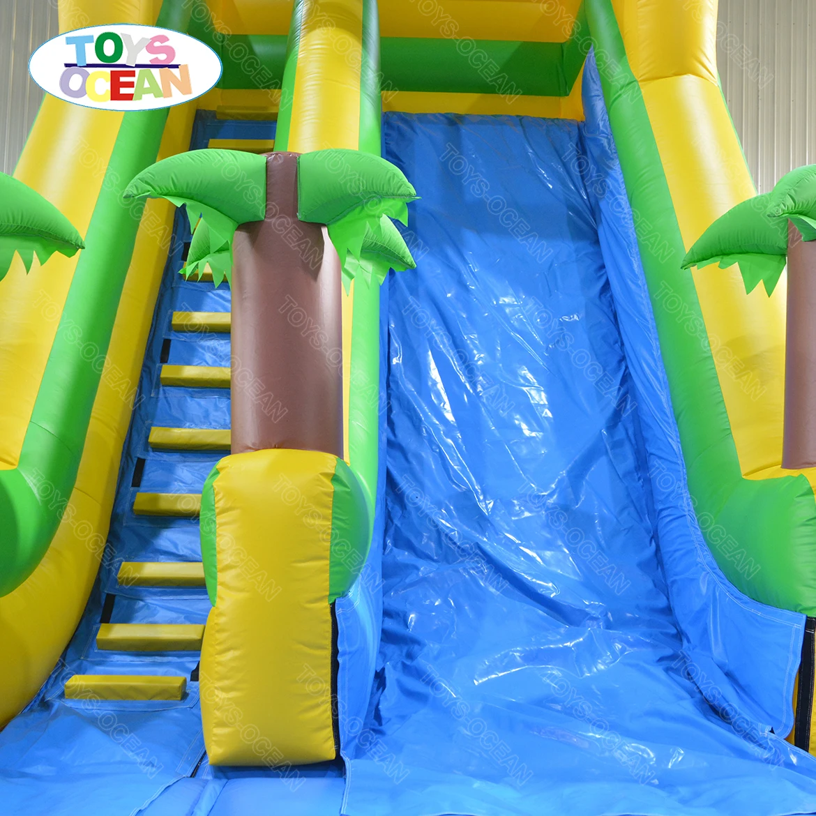 Custom Commercial Outdoor Coconut Tree Slides Inflatable Wet And Dry ...