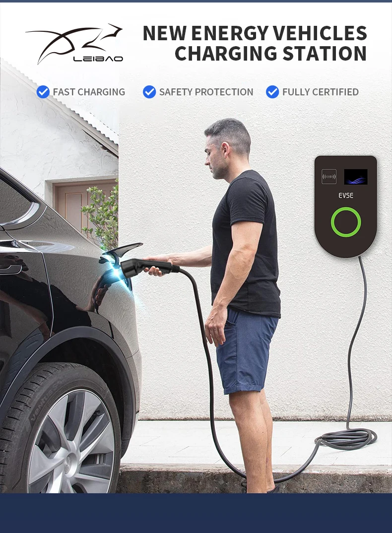 7.6kw U Shape Evse Wallbox Ev Fast Charging Car Charger Box Type 1 ...