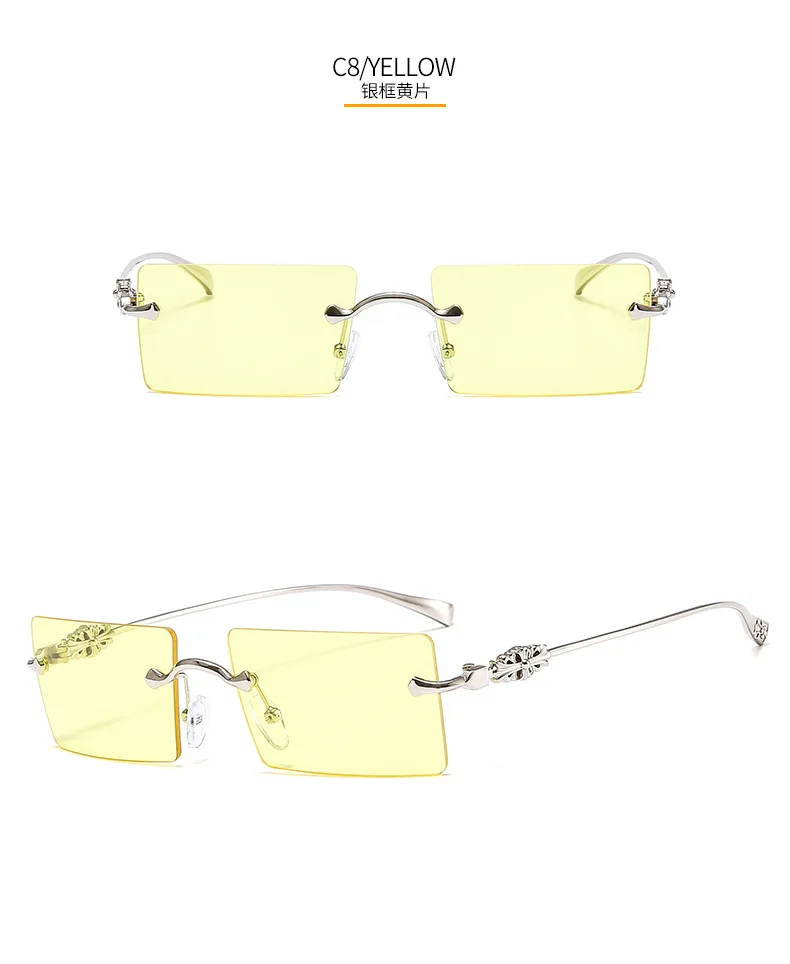 Mejores T805 Small Rectangle Rimless Sunglasses Uv400 Metal Vintage ...