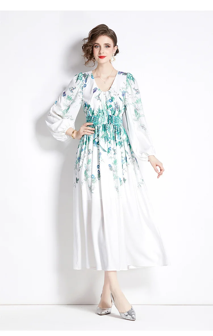 New 2024 Spring Positioning Print Elegant U-neck Fresh And Versatile ...