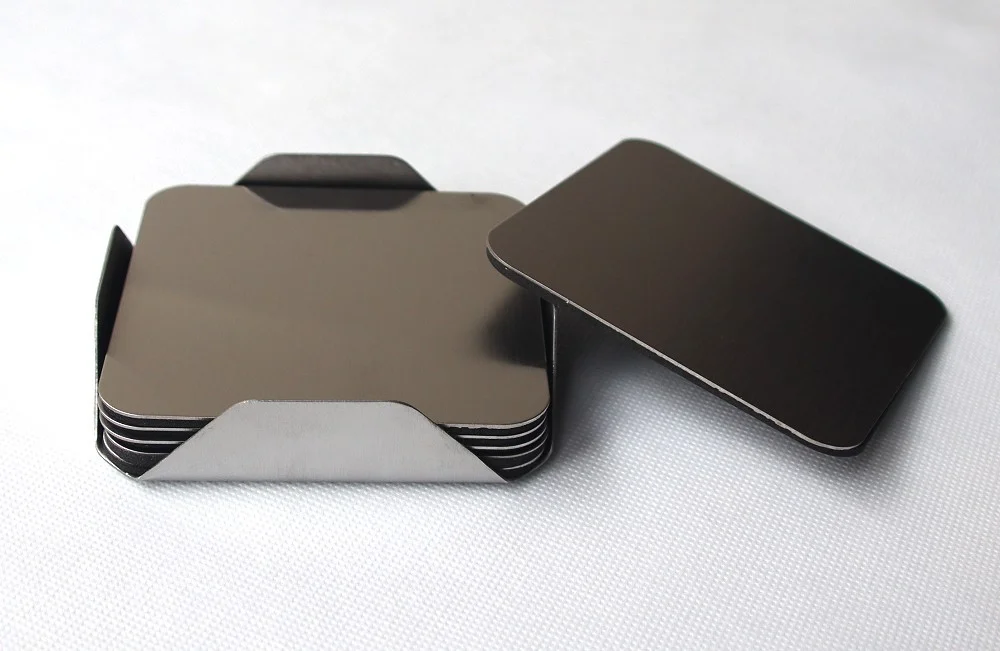 Custom Modern Square Stainless Steel Beverage Cocktail Coffee Cup Mat ...