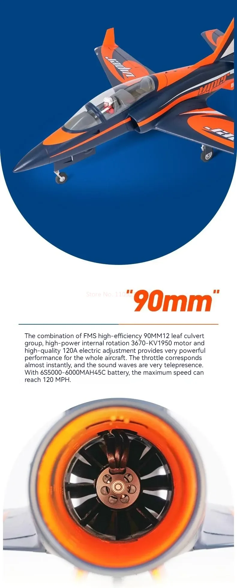 FMS 90MM Ducted Fan Super Viper EDF Jet - 6CH RC Model