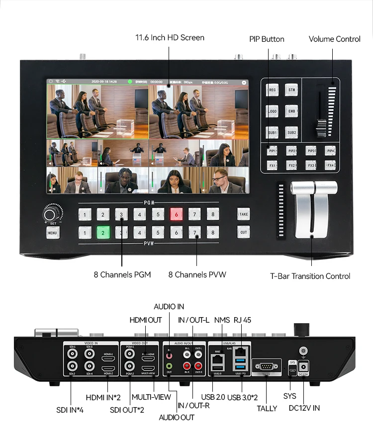 8 Channel Seamless Video Switcher Streaming,Live Stream Hdmi Sdi Rtmp ...