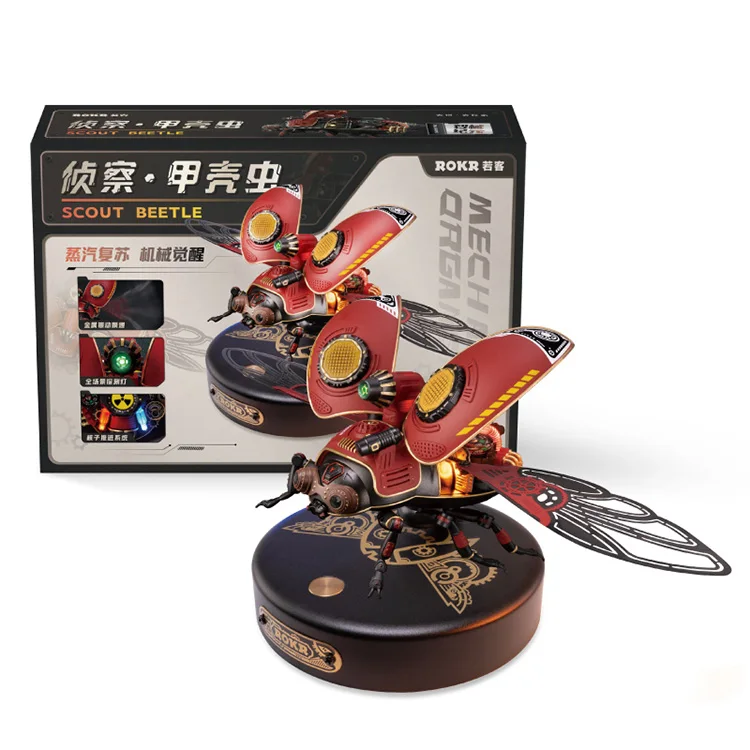 Robotime Rokr Mi02 Steampunk Scout Beetle Animal Building Blocks Bricks ...