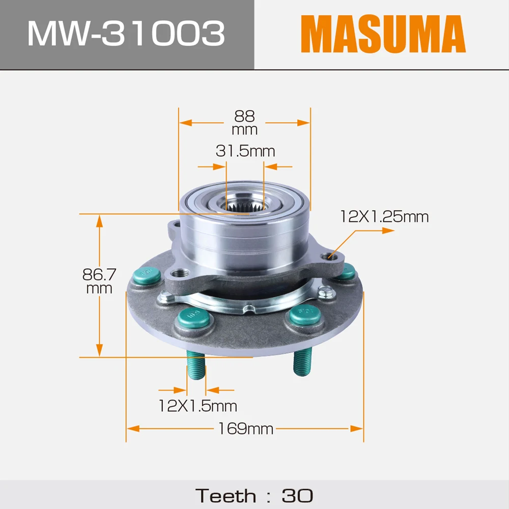 MASUMA Wheel Hub Assy 3880A018 for MITSUBISHI OUTLANDER