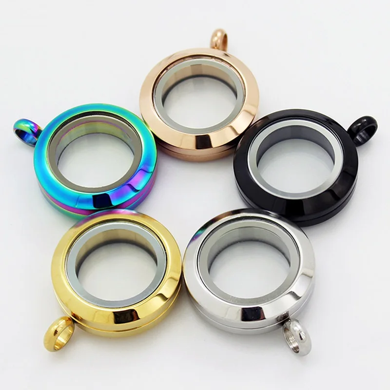 20mm Stainless Steel Glass Locket - Floating Photo Charm