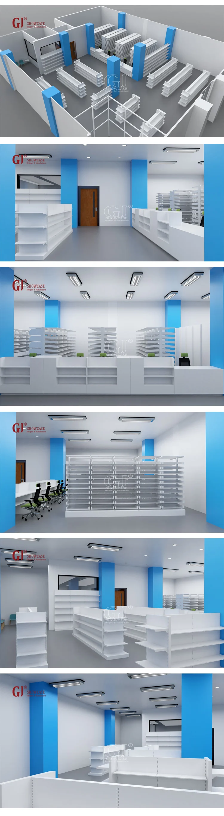 Modular Hospital Medical Shop Interior Design Medicine Display Rack ...