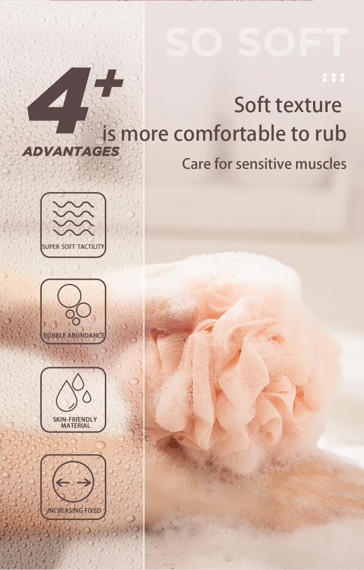 Nature Large Body Bath Ball Scrubber Shower Loofah Mesh Sponge Pouf Pe ...