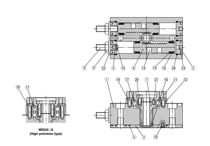 Rotary Table Rack & Pinion Type MSQ MSQA MSQB MSQA1A MSQA2A MSQA3A ...