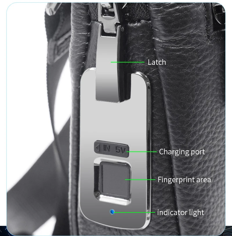 Custom Leather Sling Shoulder Bag Waterproof Anti-theft Fingerprint ...